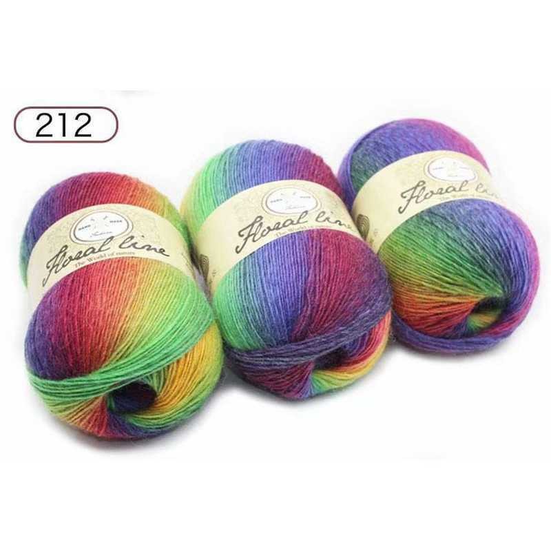 DIY Hand Woven Wool 60% Wool 100G High-quality Rainbow Line Single ...