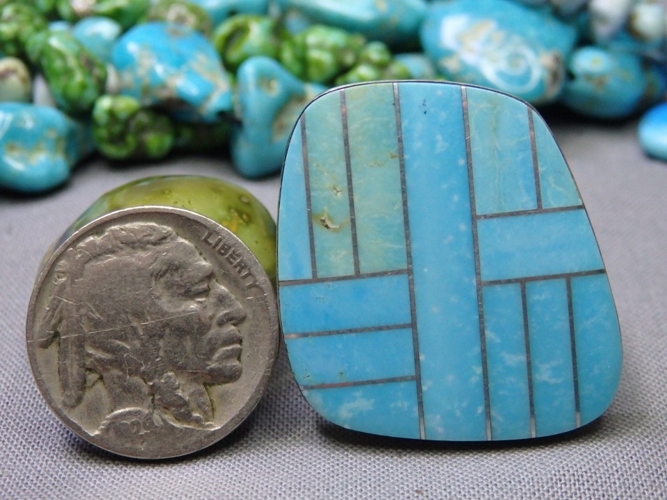 NAVAJO Philbert Secatero SLEEPING BEAUTY TURQUOISE Sterling Silver 16g ...