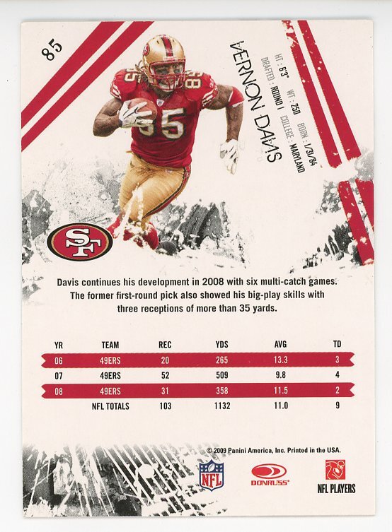 2009 Donruss Rookies & Stars #85 Vernon Davis NM Condition | eBay