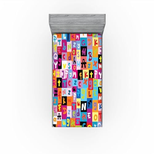 Abstract Fitted Sheet Set, Colored Alphabet 2 Pack - Twin Size Magenta ...