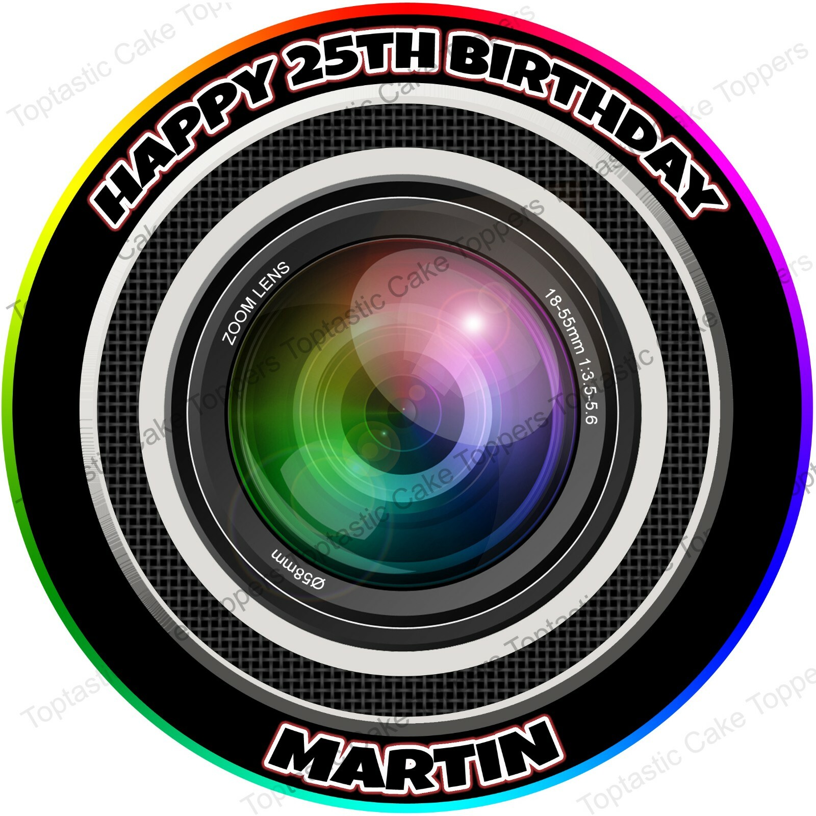 Personalised Camera Lens Photography Hobby Edible Icing Birthday Cake ...