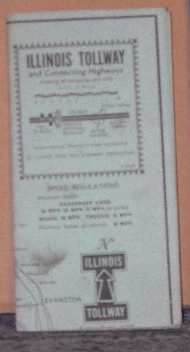 1959 Map of Illinois Tollway & Connecting Highways with all Exits and ...