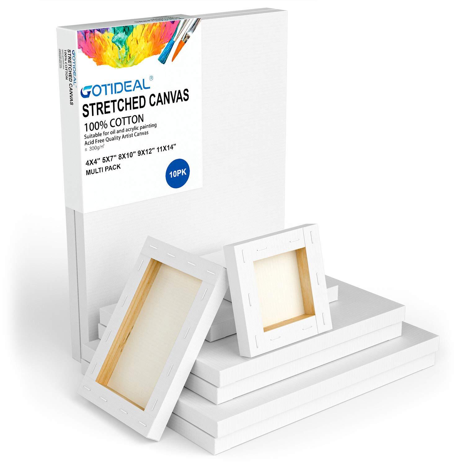 Stretched Canvas Multi Pack 4x4" 5x7" 8x10"9x12" 11x14" Set of 10 ...