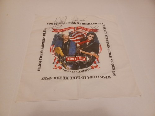 Vintage Marty Stuart Merle Haggard Bandana Autographed 21 x21 Kenny ...