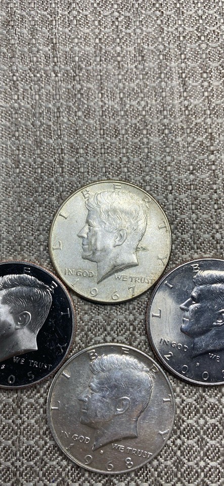 2 Silver Half And 2 Clad coins 4 Coins Total 1967,1968,2005 Proof ,2005 ...