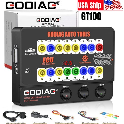 GODIAG GT100 AUTO TOOLS OBD II Break Out Box Connector OBDII Protocol ...