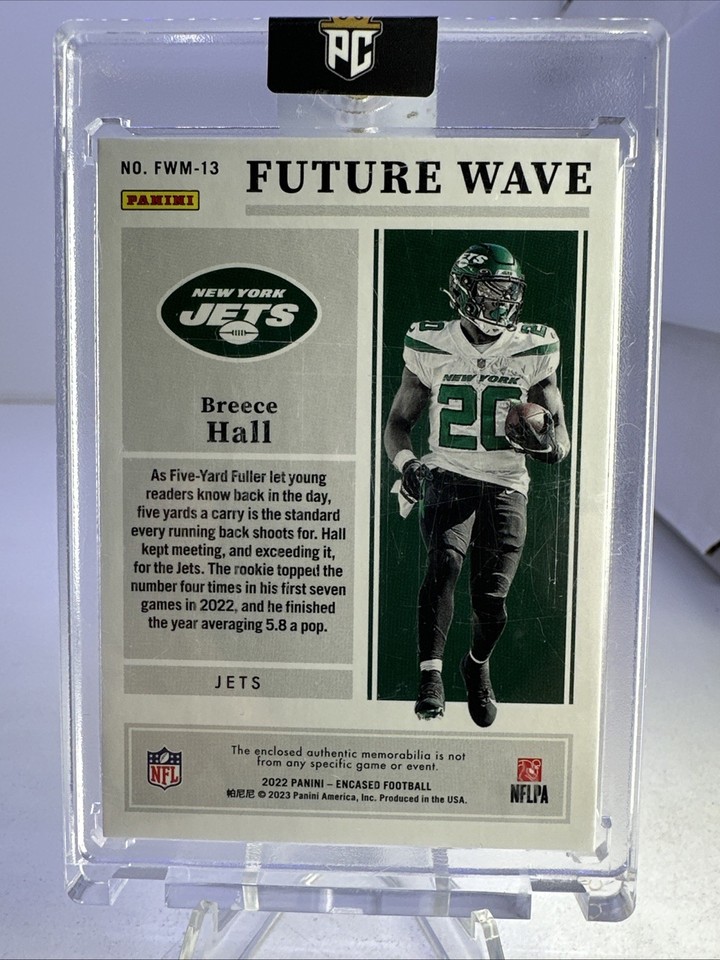 2022 Panini Encased Breece Hall Future Wave RC Two Color Patch /50 ! # ...