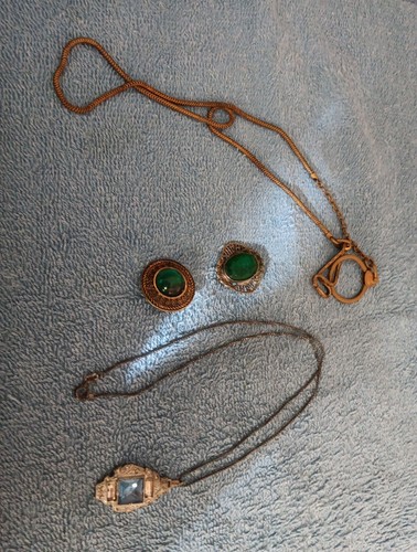 Estate Sale JEWELRY Lot‼️unique ART DECO PENDENT 925 CHAIN BUTTON ...