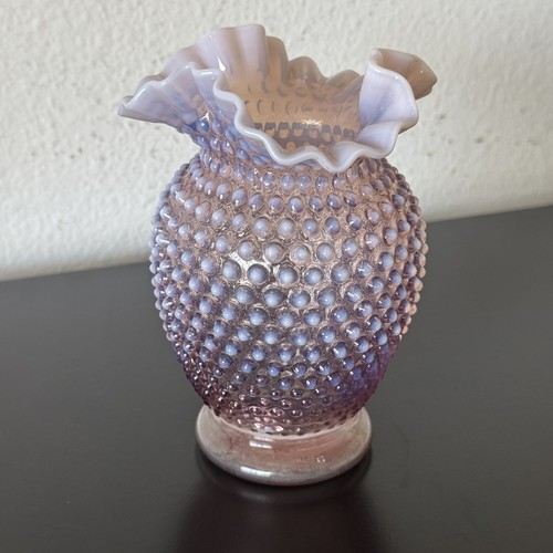 Vtg Fenton Wisteria Opalescent Hobnail Ruffle Edge Vase Sherwin ...