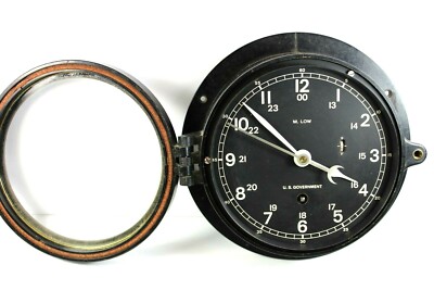 U.S. Government M. Low Black Bakelite 2400 Hours Bulkhead Clock - MINT ...