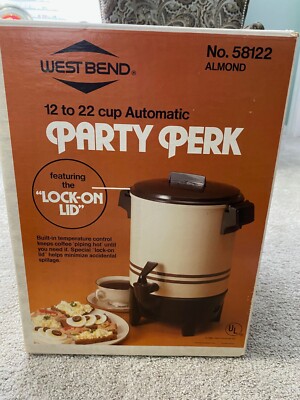 NEW Vintage West Bend Party Perk Automatic Coffee Maker 58122 ALMOND 12 ...