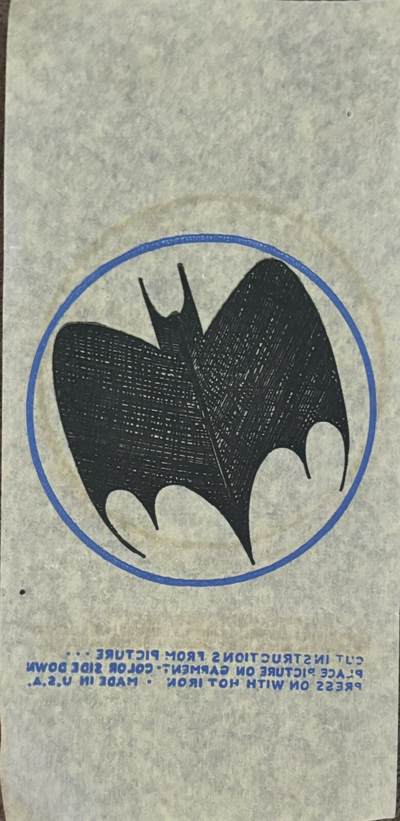 Original Vintage Batman Bat Mini Iron On Transfer - Gem