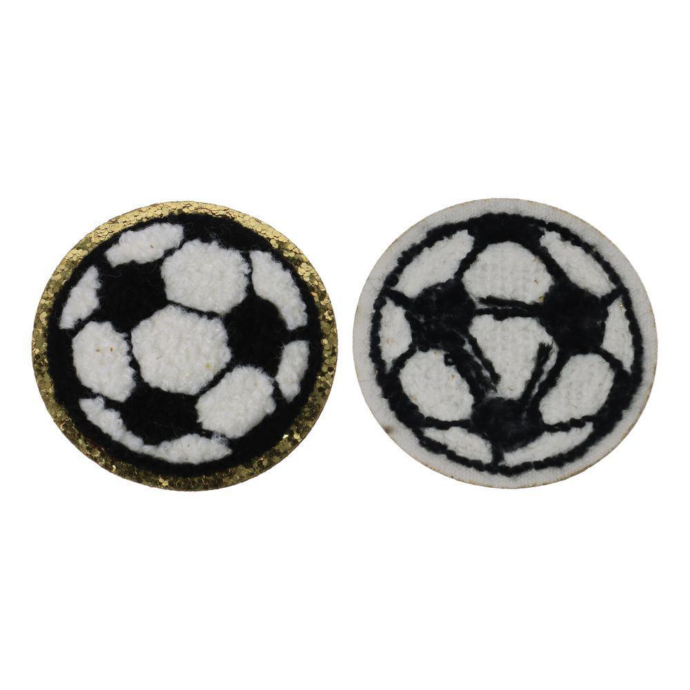Football shape Chenille Patches Gold Edges Iron On Patch Repair Patches | eBay