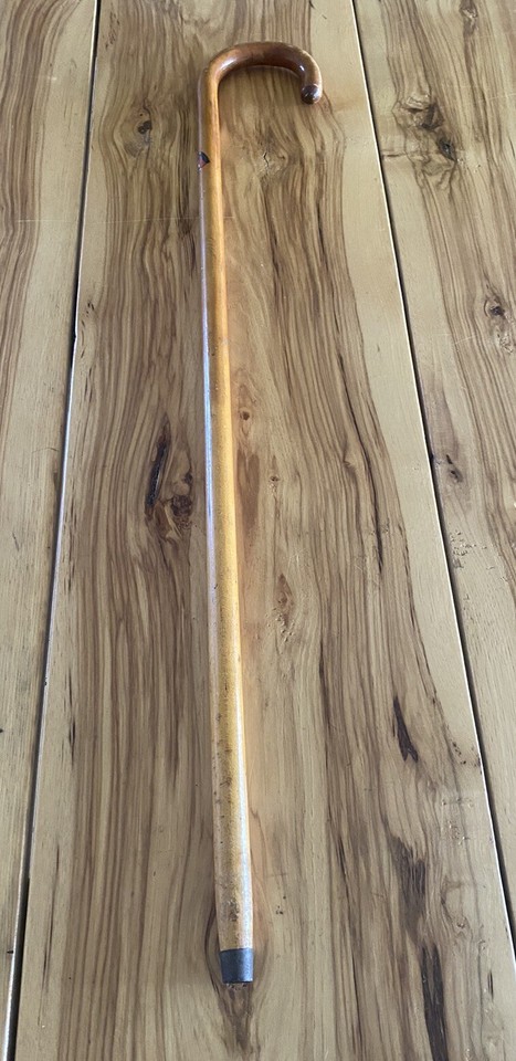 Vintage Hardwood Hooked Handel Shriners Decal Walking Stick / Cane 34.5 ...