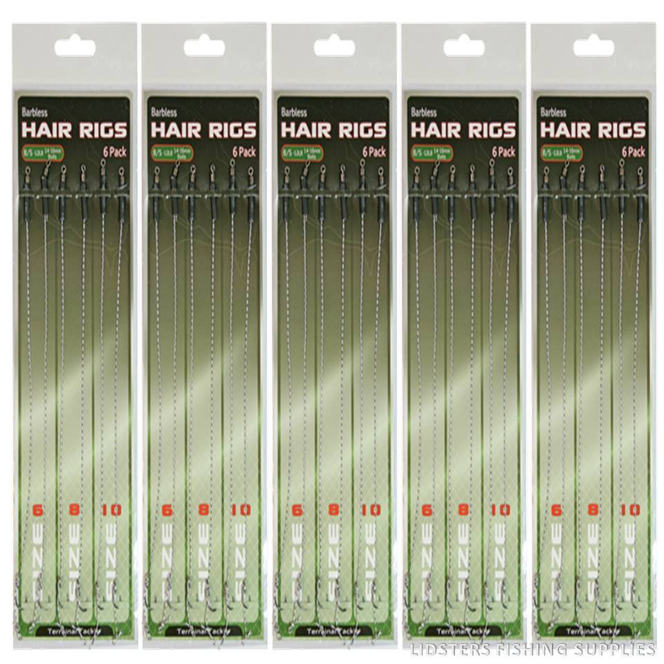30 X Hair Rigs Barbless Size 6 8 10 Carp fishing Rigs NGT Tackle 12lb ...