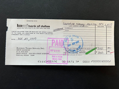 Southside Johnny Houston Texas October 1, 1977 Concert Deposit from ...