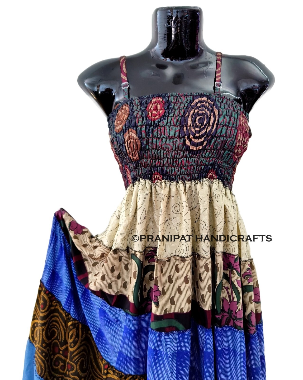 Vintage Gypsy Silk Sari Multi Recycled Patchwork Women Sundress Maxi ...