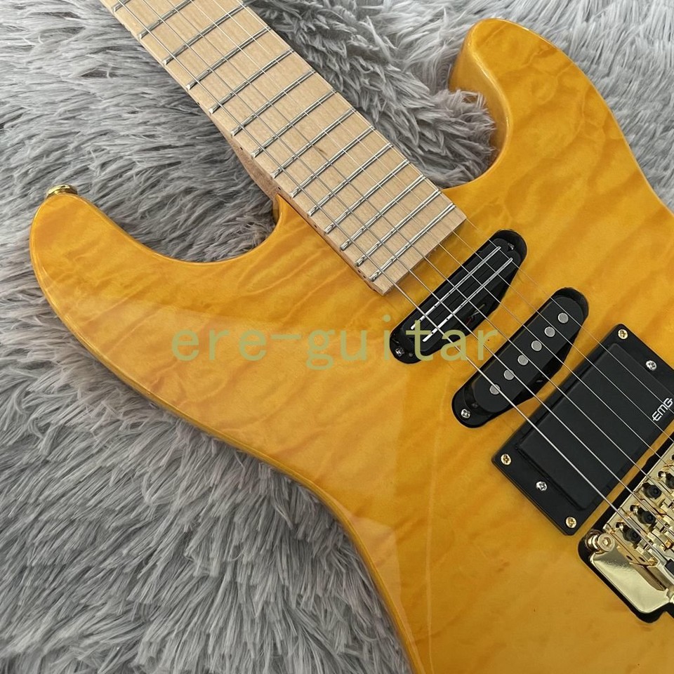 High Quality Yellow Quilted Maple Top Electric Guitar Gold Hardware ...