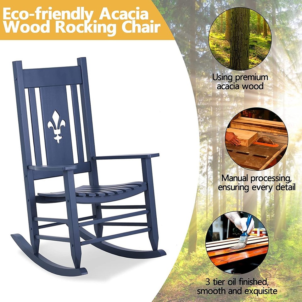 Outdoor Rocking Chairs Acacia Wood High Back Oversized Rocker Chairs ...