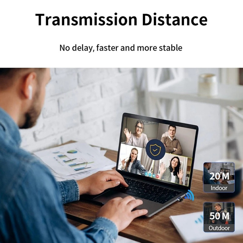 USB Bluetooth 5.4 Dongle Adapter for PC Mouse Keyboard Speaker Music ...