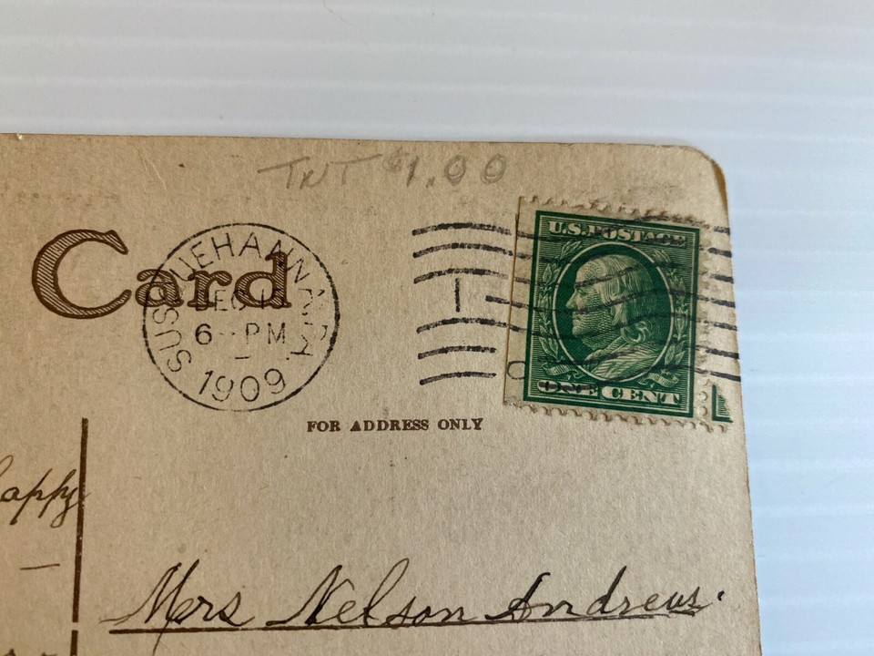 VTG Antique Gold Foiled Postcard Benjamin Franklin 1 Cent Stamp ...