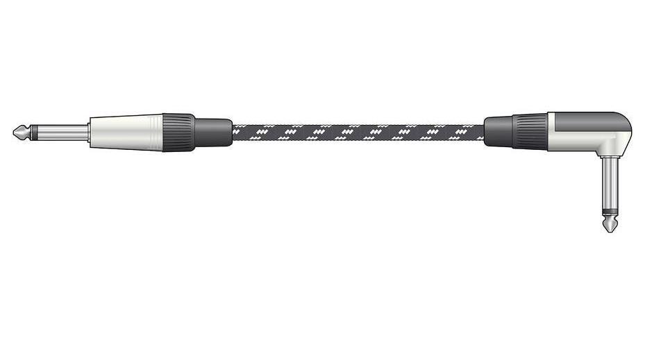 6.3mm Mono Jack Plug To Right Angle Jack Plug Braided Guitar Lead Black ...