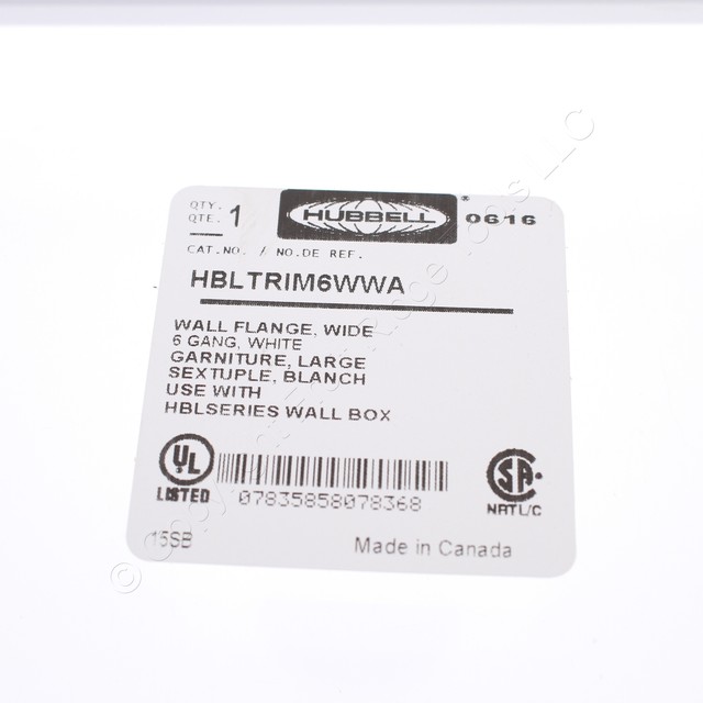 10 Hubbell White 6.75" .25" Wall Box Flange Trim Cover Plates 6G ...