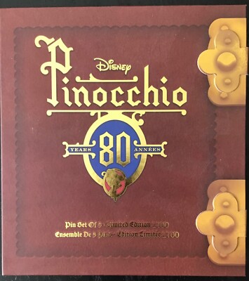 Disney Pinocchio Pin Set Limited Edition 5 Pins 80th Anniversary New ...