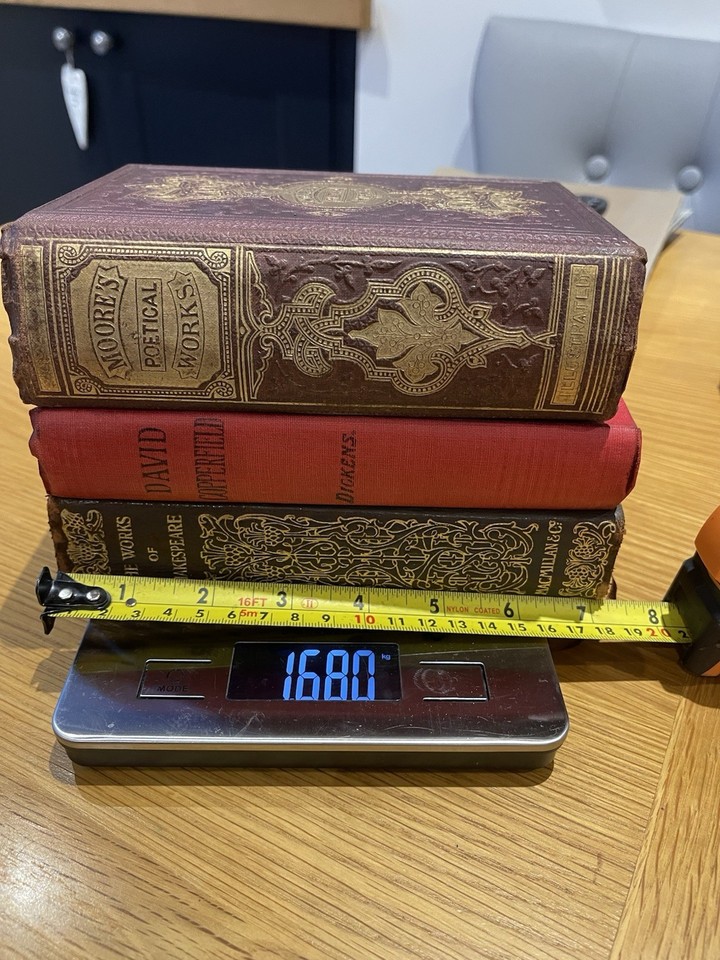Antique Book Bundle X3 Shakespeare Moore Leather Bound x2.&.David ...