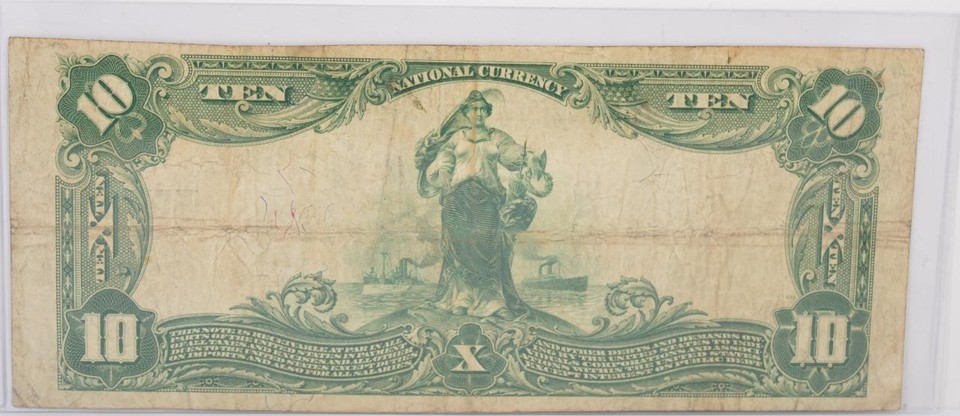 1902 $10 National Bank Note Plain Back Fr#633 First NB Oelwein, Iowa F ...