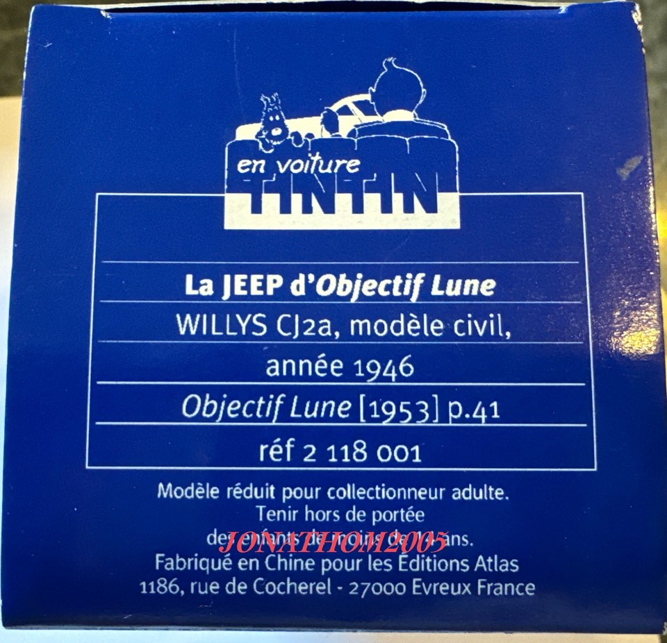 Collezione Atlas Tintin N° 1 - Jeep Willys CJ2A Obiettivo Luna 1/43° | eBay