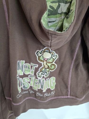 Original Bobby Jack Hoodie Jrs XXL FULL ZIP Monkey Not Listening Camo ...