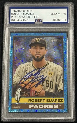 2025 Topps Heritage Signed Robert Suarez Chrome Light Blue Sparkle PSA ...