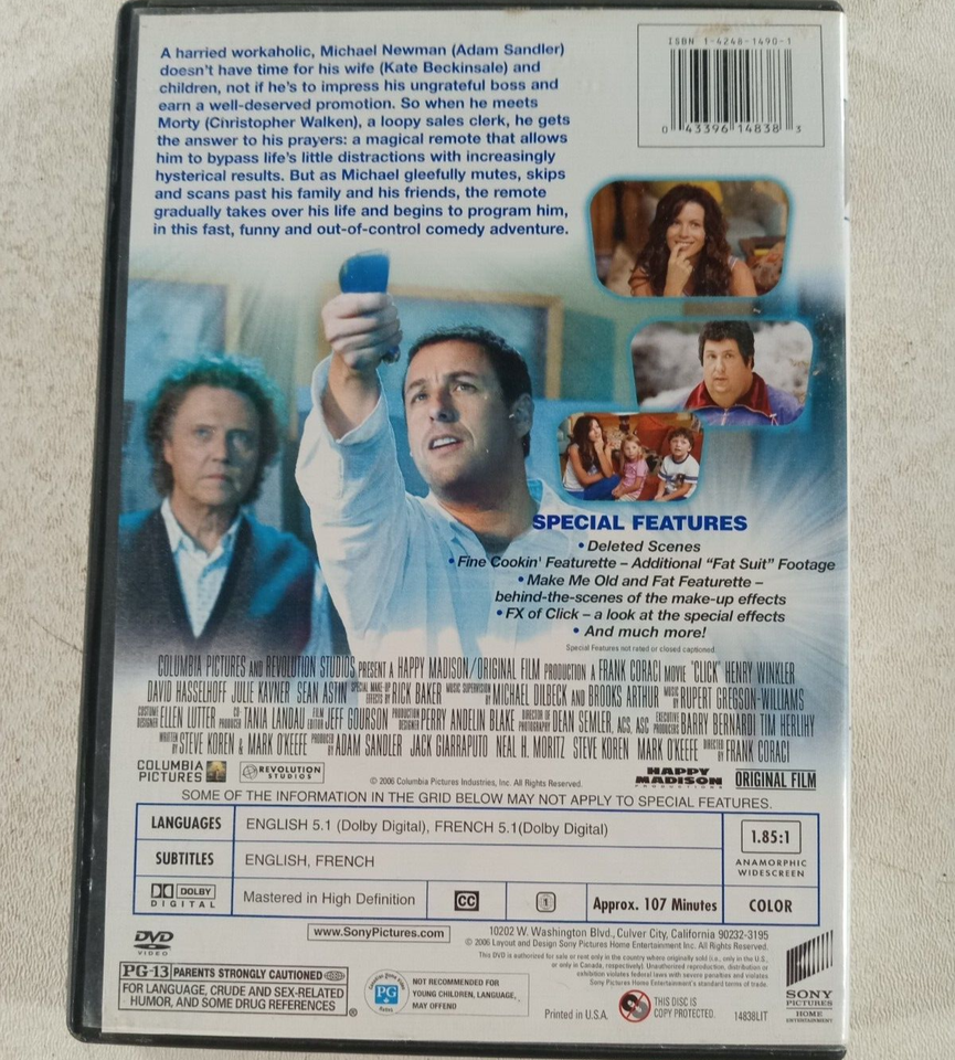 Click DVD Movie Special Edition Adam Sandler Sean Astin Kate Beckinsale ...
