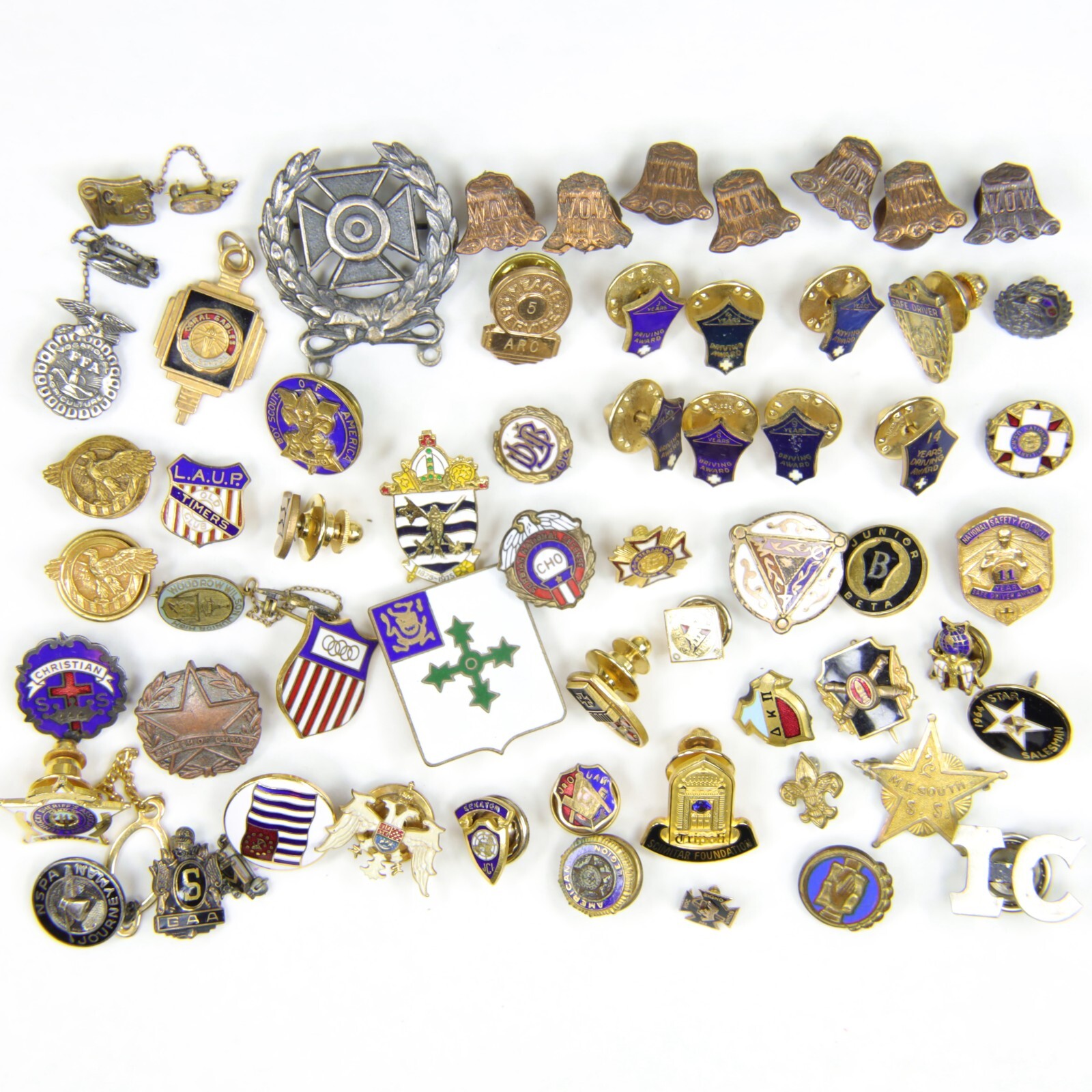Large Lot of Vintage Service Award Fraternal Organization Lapel Pins ...