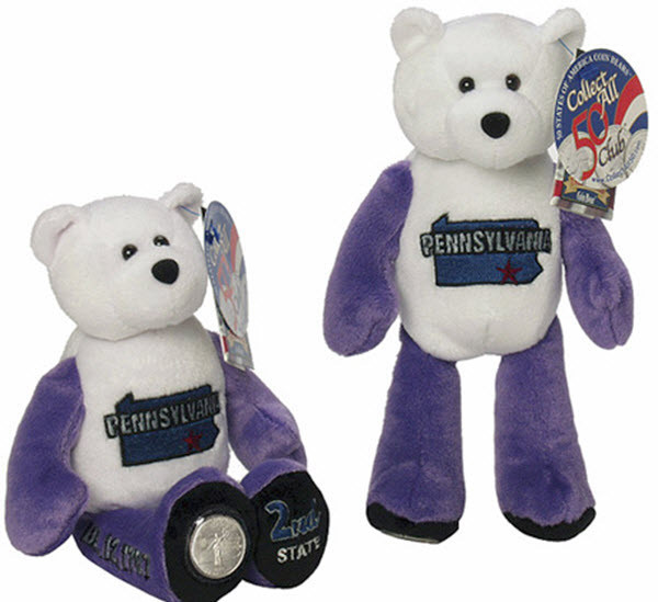 COIN BEARS 1999 Set Educational (5) State Quarter Coin Bears #01 - #05 ...