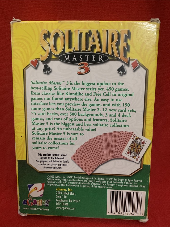 Solitaire Master 3 (PC, 2002) - eGames Factory Sealed 743999125858 | eBay