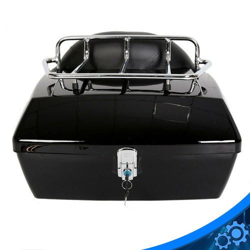 Hard Motorcycle Trunk Luggage Case Tail Box W/Backrest For Harley ...