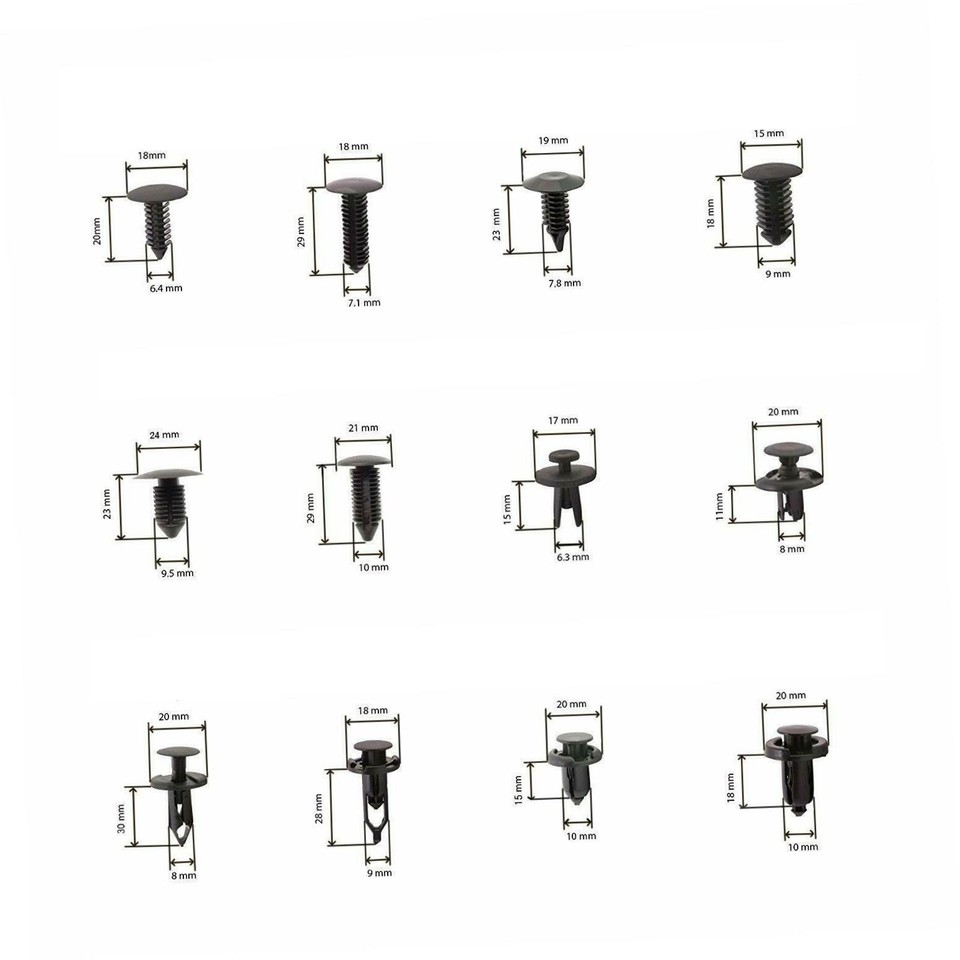 245pcs Car Rivets Fastener Fender Bumper Push Pin Clips Trim Assortment ...