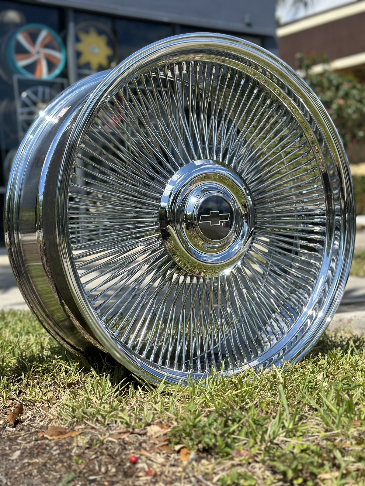 26" CHROME CHEVY SPOKES 5X4.75 5X5 WHEELS AND LEXANI Ties W/ Caddy Caps ...