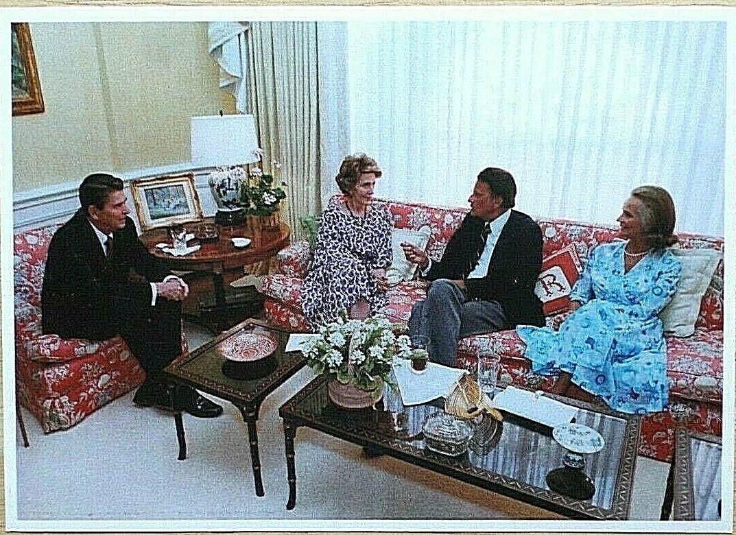 Ronald and Nancy Reagan with Billy and Ruth Graham 1981 Christmas Photo ...