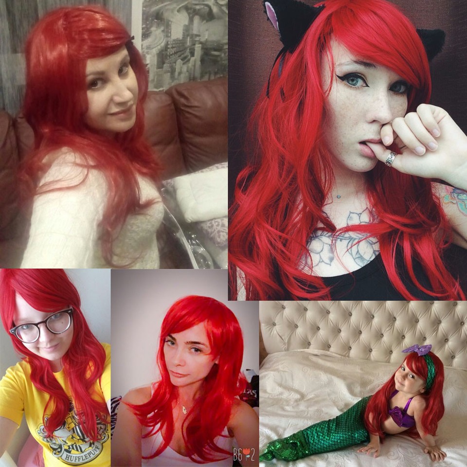US stock long straight wavy cosplay wig full wigs costume party heat ...