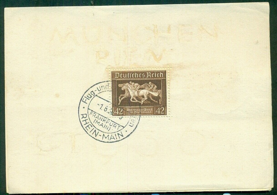 GERMANY, 1936, Hindenburg Olympic Flight card w/ s/s (B90), Olympic ...