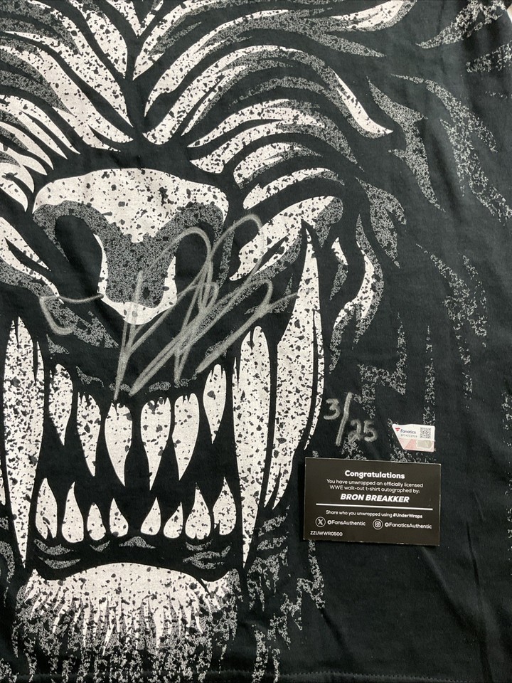 WWE Bron Breakker Walk Out T-Shirt Medium Signed Fanatics ...