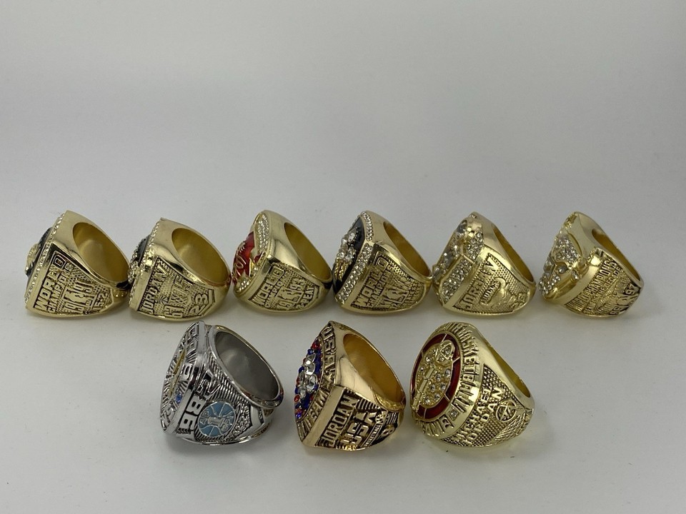Chicago Bulls Michael Jordan Championship 9 Ring Set UNC Dream Team ...