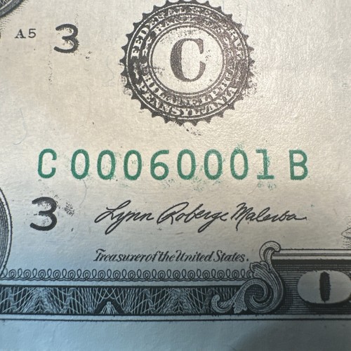 2021 $1 Dollar Fancy Bill Serial Number Inking Error 6-0’s Rare Crisp ...