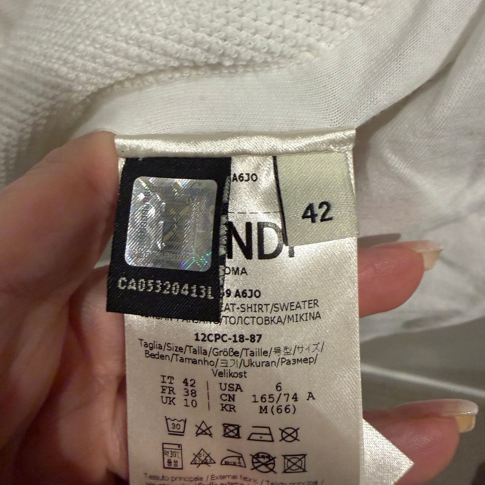 Fendi White Knit Logo Band Trim Zip-Up Track Jacket | eBay