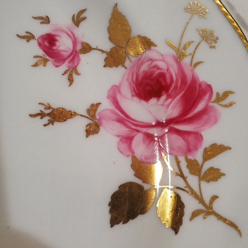 5 Superb Copeland Spode Pink Roses Dinner Plates w/ Gold Leaves And ...
