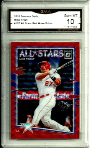 Mike Trout 2020 Donruss Optic Red Wave # 197 Graded Gem MinT 10 Angels ...