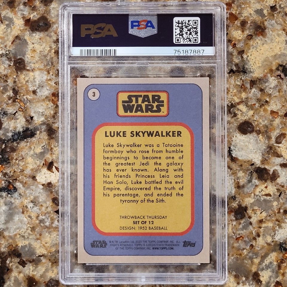 2023 Topps Star Wars Throwback Thursday #3 Luke Skywalker PSA 10 GEM MT ...